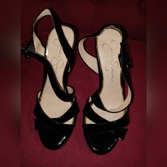 Jessica Simpson | Shoes | Jessica Simpson Black Patent Leather Heels ...